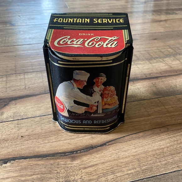 Kitchen | Coca Cola Coke Tin Box Hinged Lid Fountain Service Stash ...